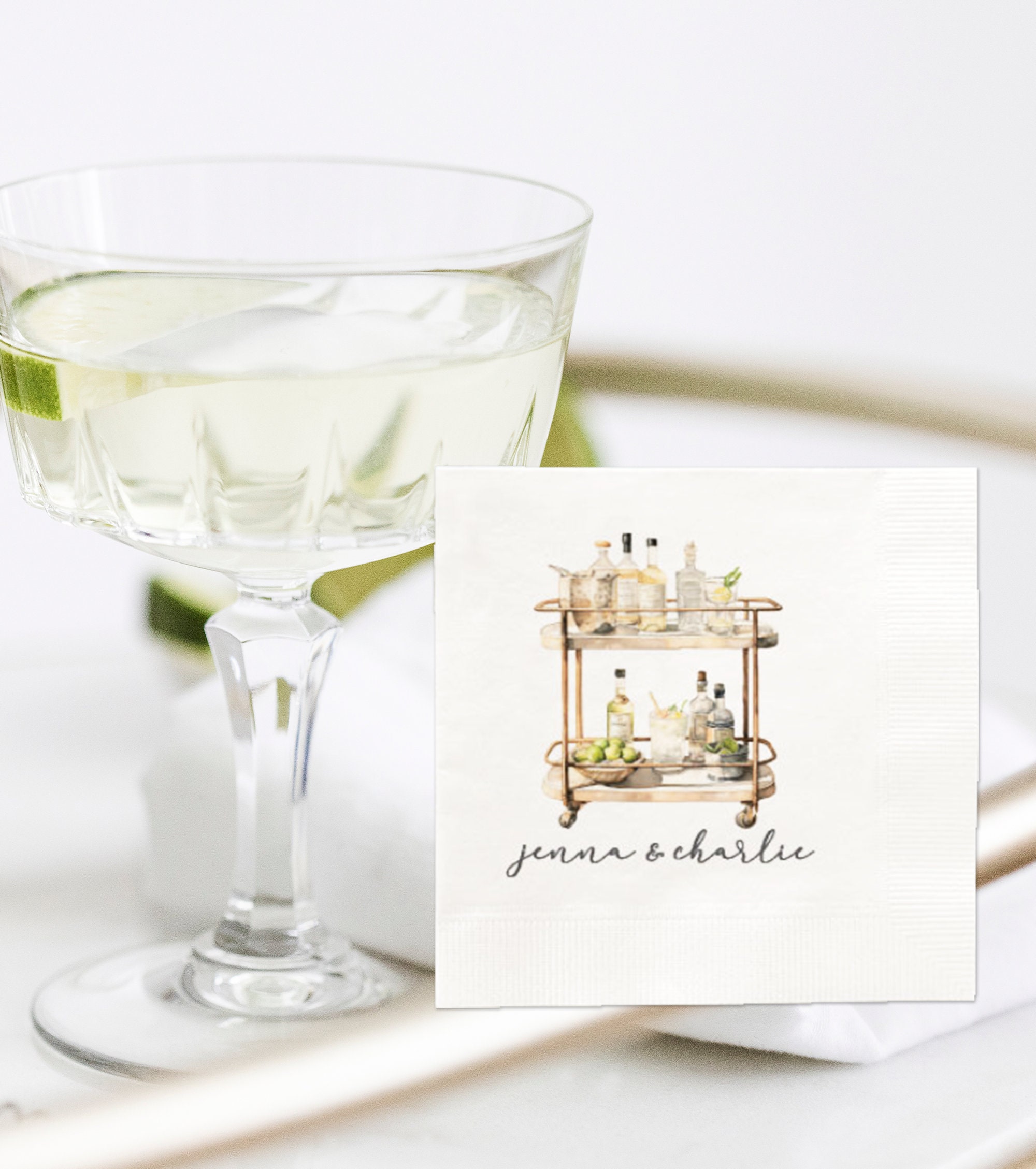 Stock the Bar Personalized Cocktail Napkins, Bar Cart Cocktail Napkins ...