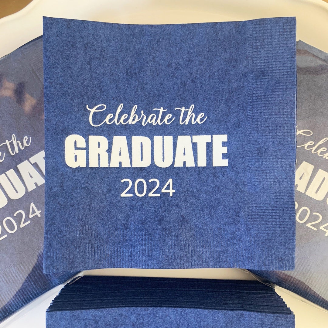 Graduation Napkins, Class of 2024 Blue Cocktail Napkins, Pack of 20 ...
