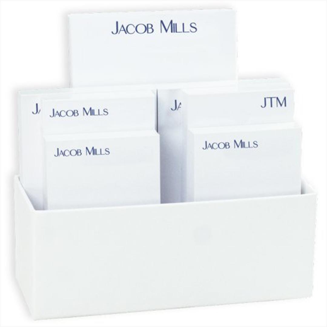 Personalized Linen Notepad Set: Modern Desk Accessory, Custom ...