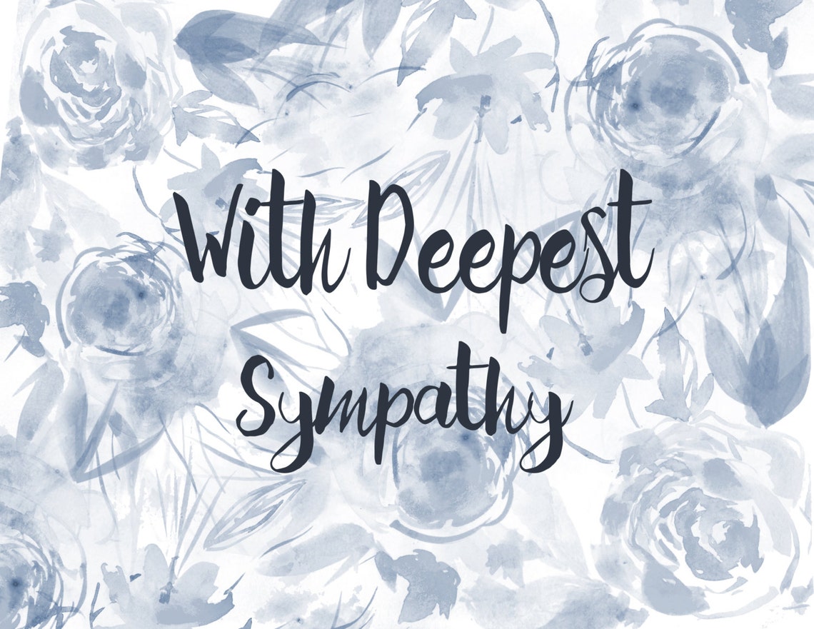 Printable With Deepest Sympathy Card. Stationary. Watercolor Painting ...