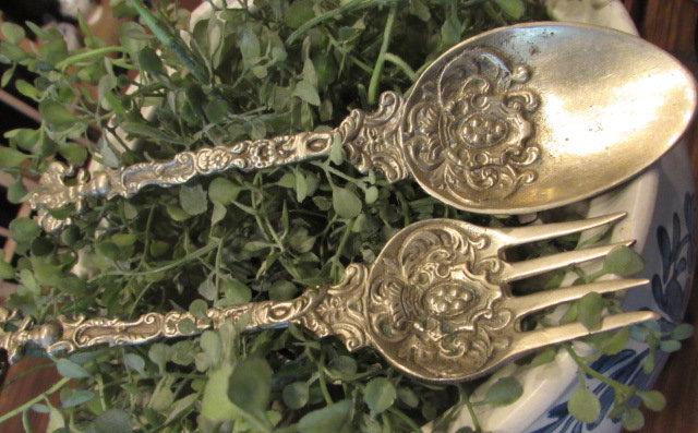 Rare Vintage Ornate Italian Serving Fork and Spoon Set - Etsy