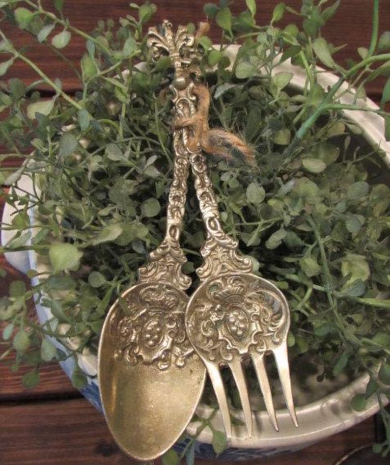 Rare Vintage Ornate Italian Serving Fork and Spoon Set - Etsy