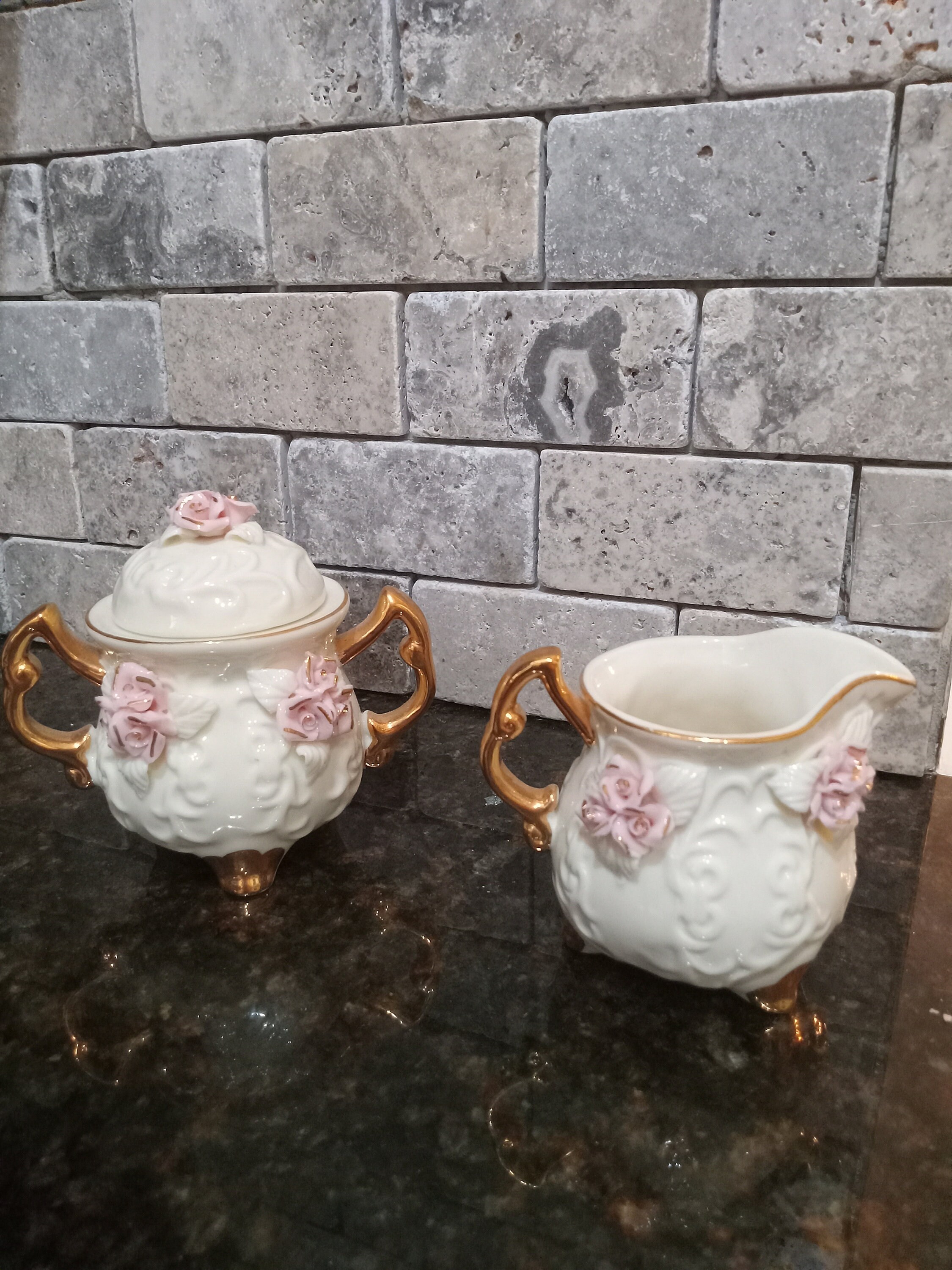 Vintage 6 Piece Tea Set Made by Cracker Barrel Ivory Porcelain With ...