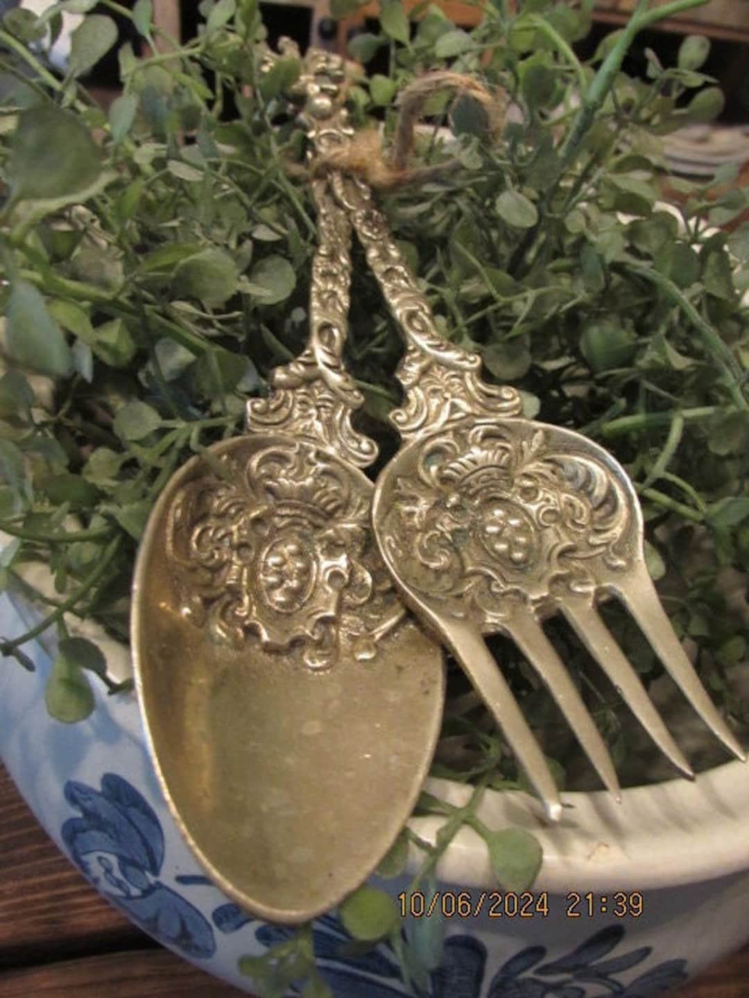 Rare Vintage Ornate Italian Serving Fork and Spoon Set - Etsy