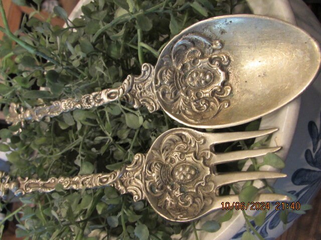 Rare Vintage Ornate Italian Serving Fork and Spoon Set - Etsy