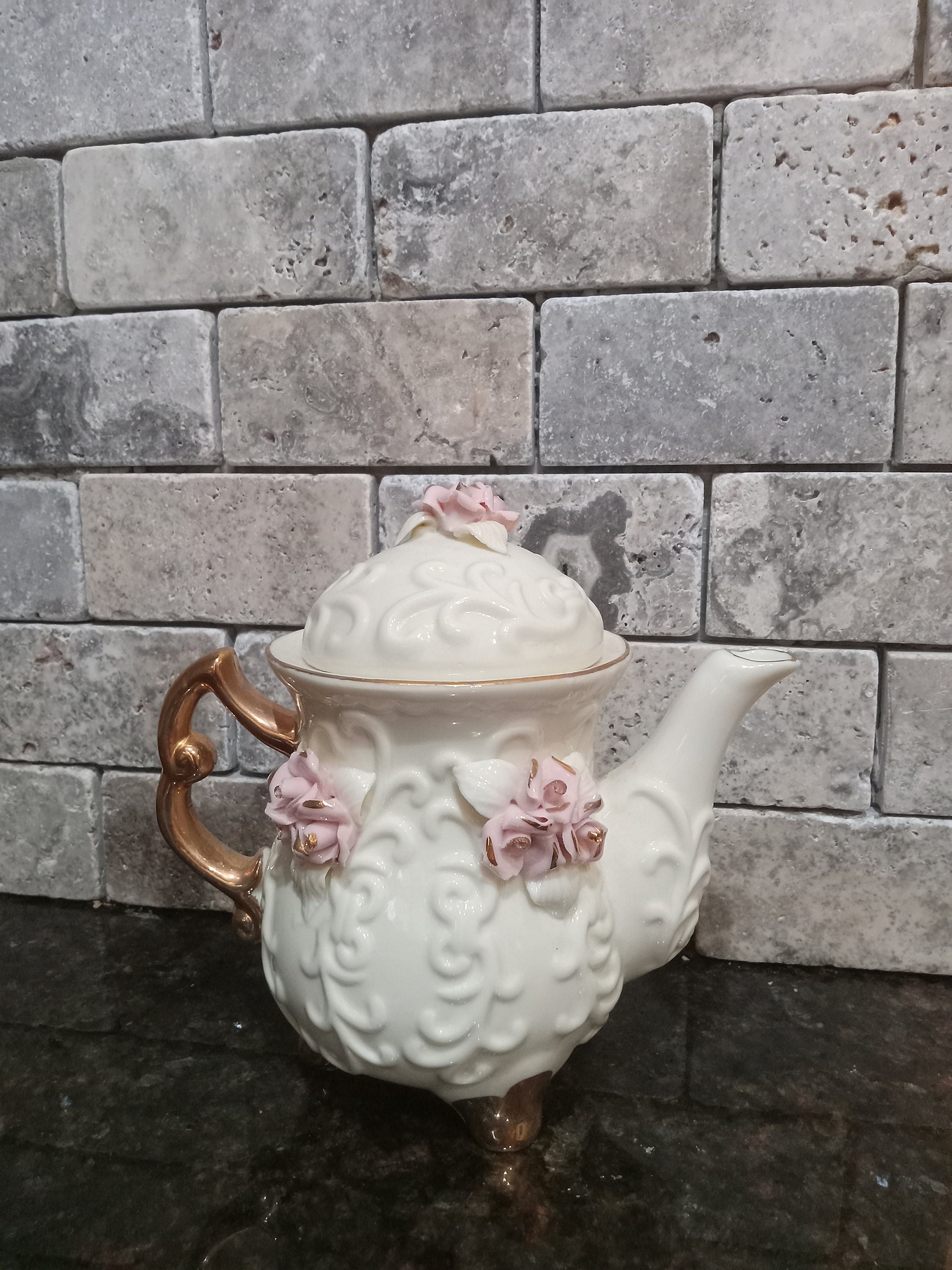 Vintage 6 Piece Tea Set Made by Cracker Barrel Ivory Porcelain With ...