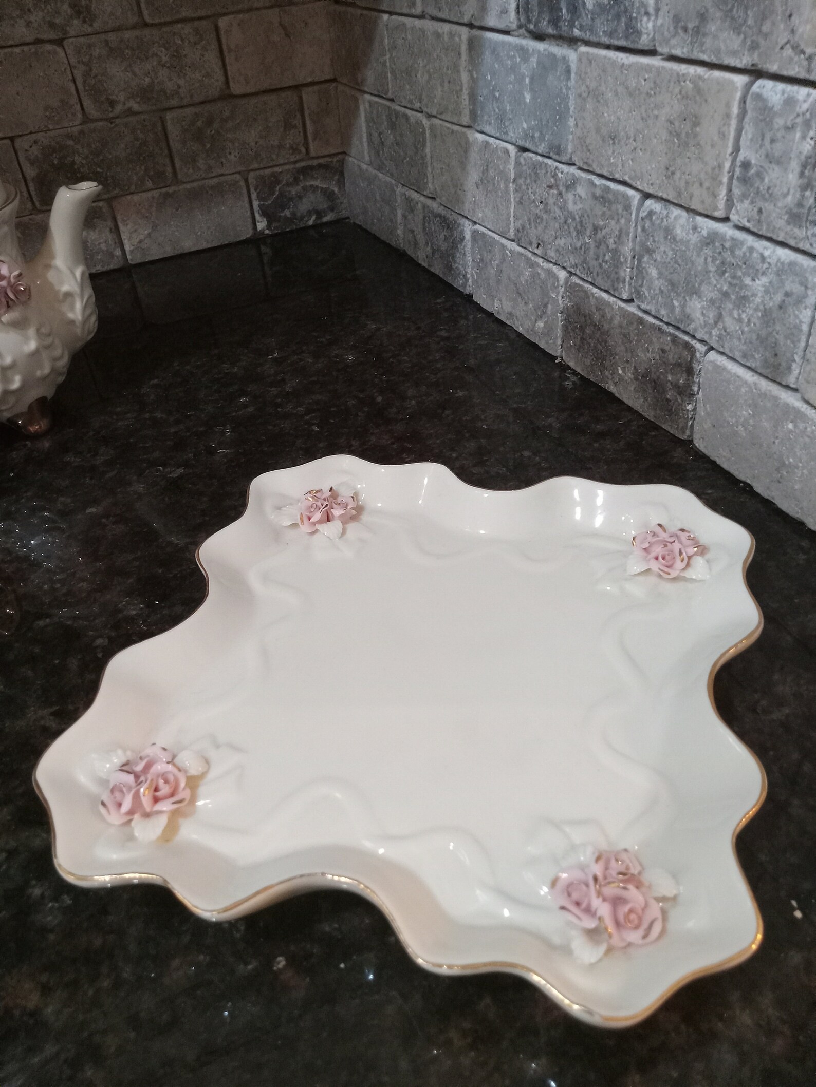 Vintage 6 Piece Tea Set Made by Cracker Barrel Ivory Porcelain With ...