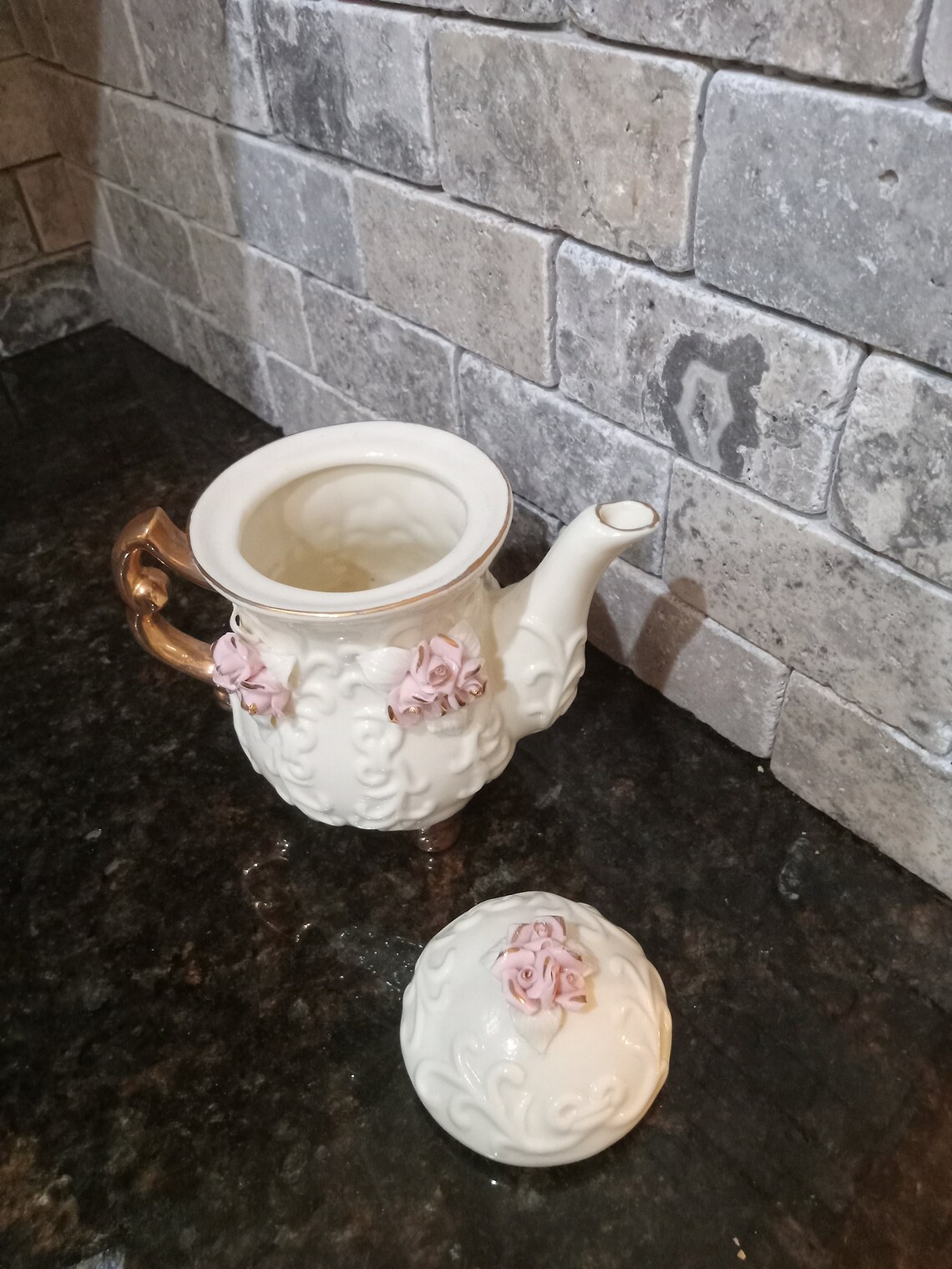 Vintage 6 Piece Tea Set Made by Cracker Barrel Ivory Porcelain With ...
