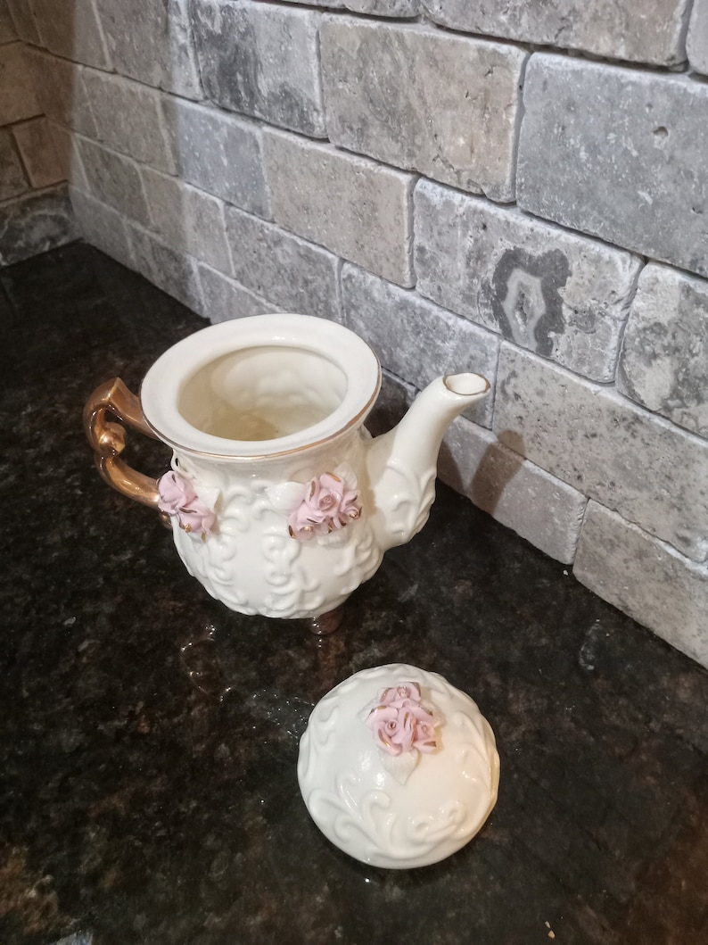 Vintage 6 Piece Tea Set Made by Cracker Barrel Ivory Porcelain With ...