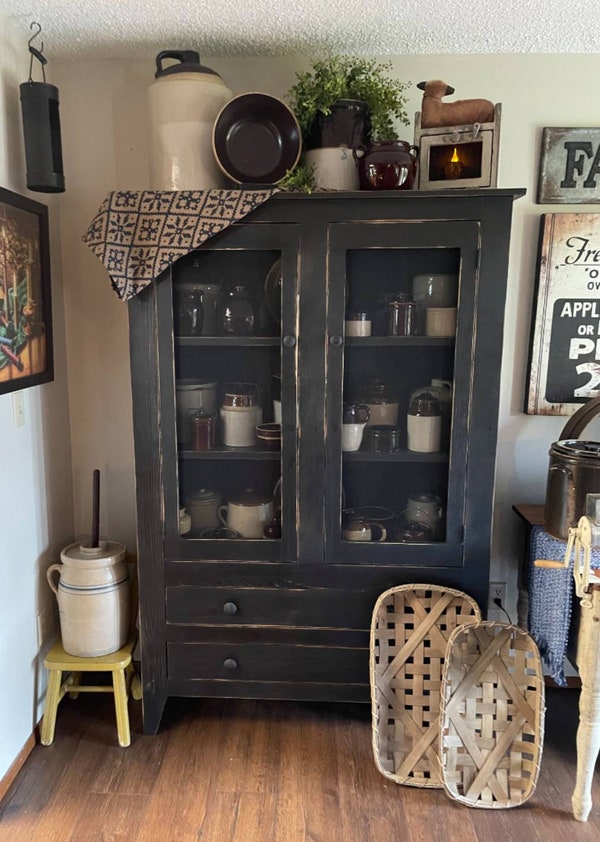 Step Back Cabinet Primitive Furniture / Rustic Farmhouse - Etsy Canada