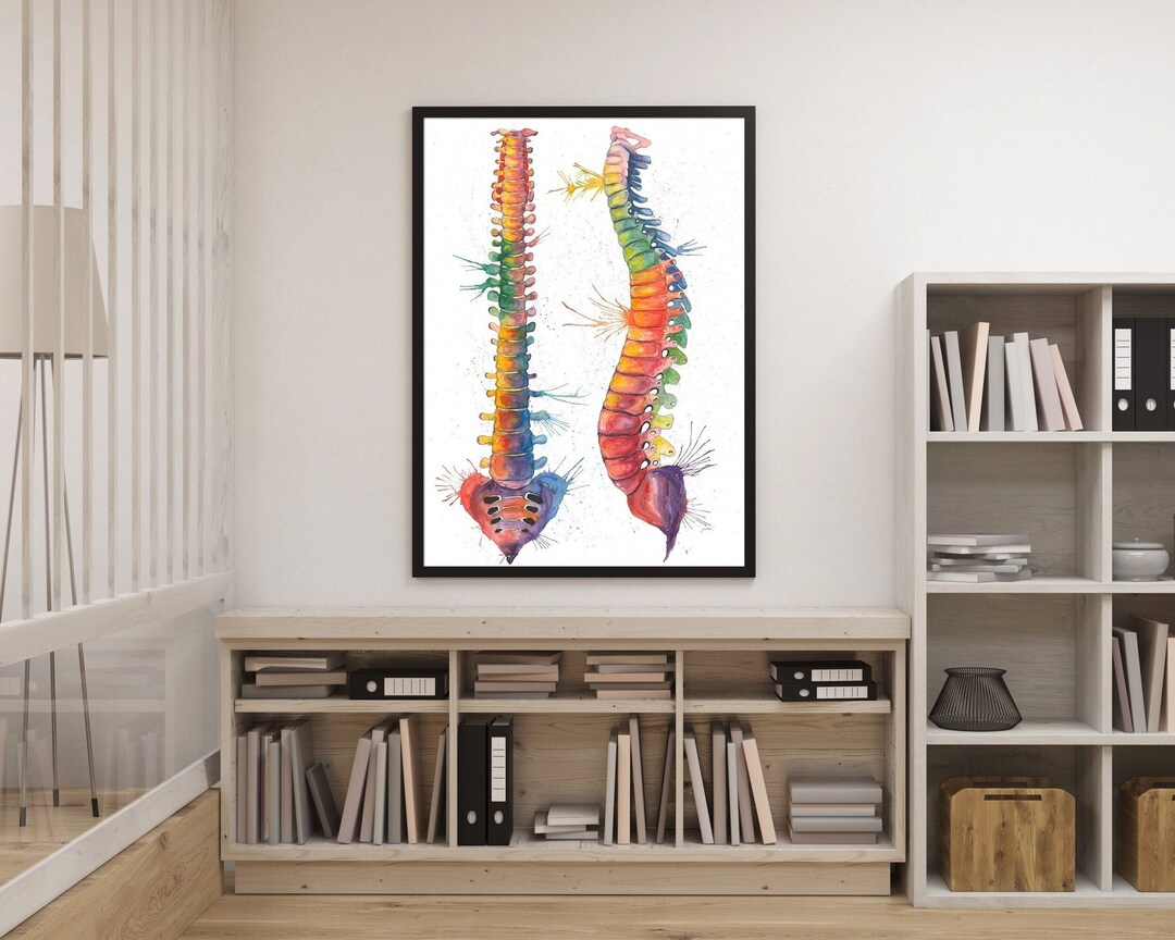 Rainbow Spine Original Watercolor Painting, Skeleton Illustration ...