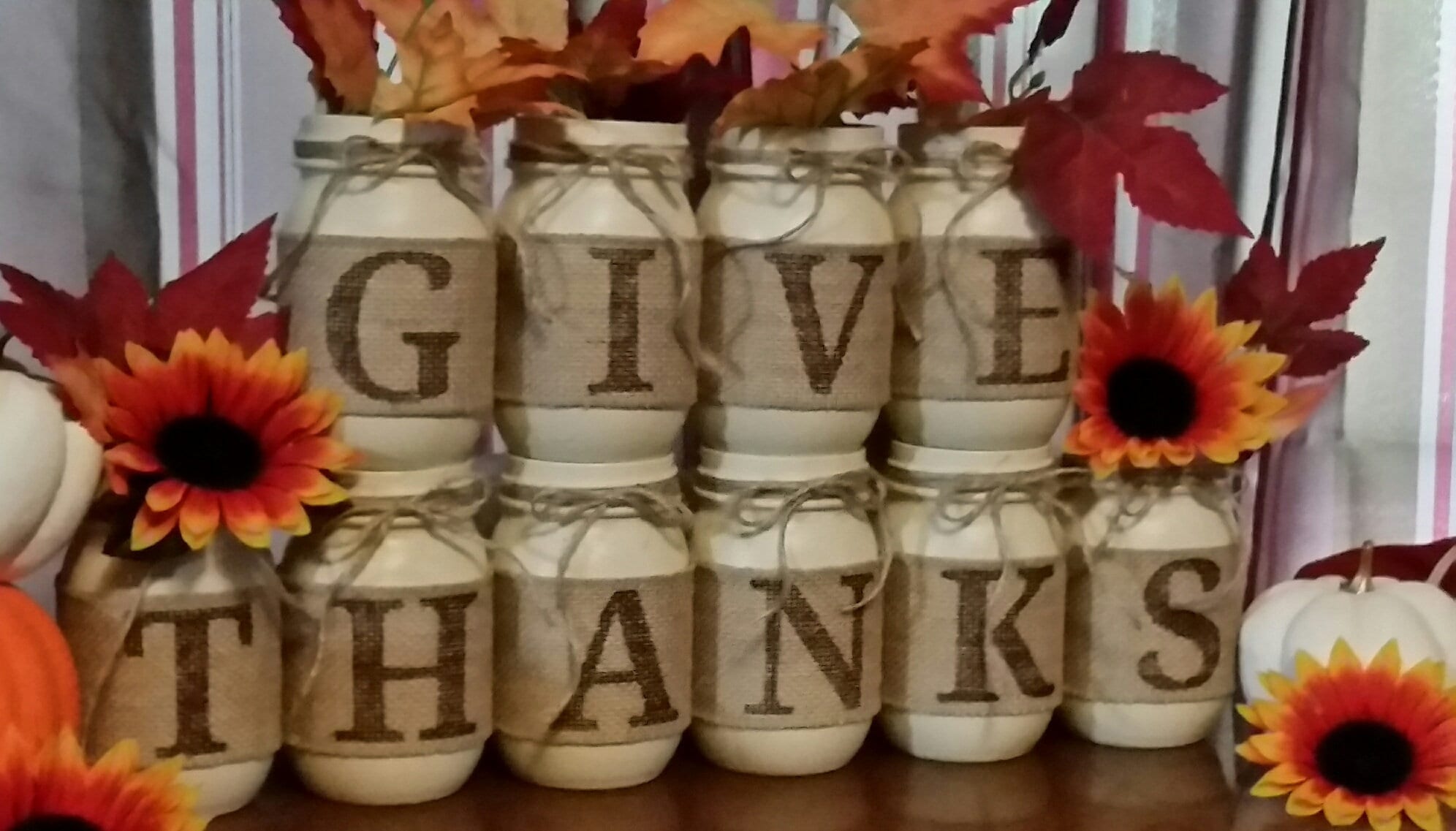 GIVE THANKS Mason Jars, Home Decor Set, Fall Decor, Thanksgiving ...