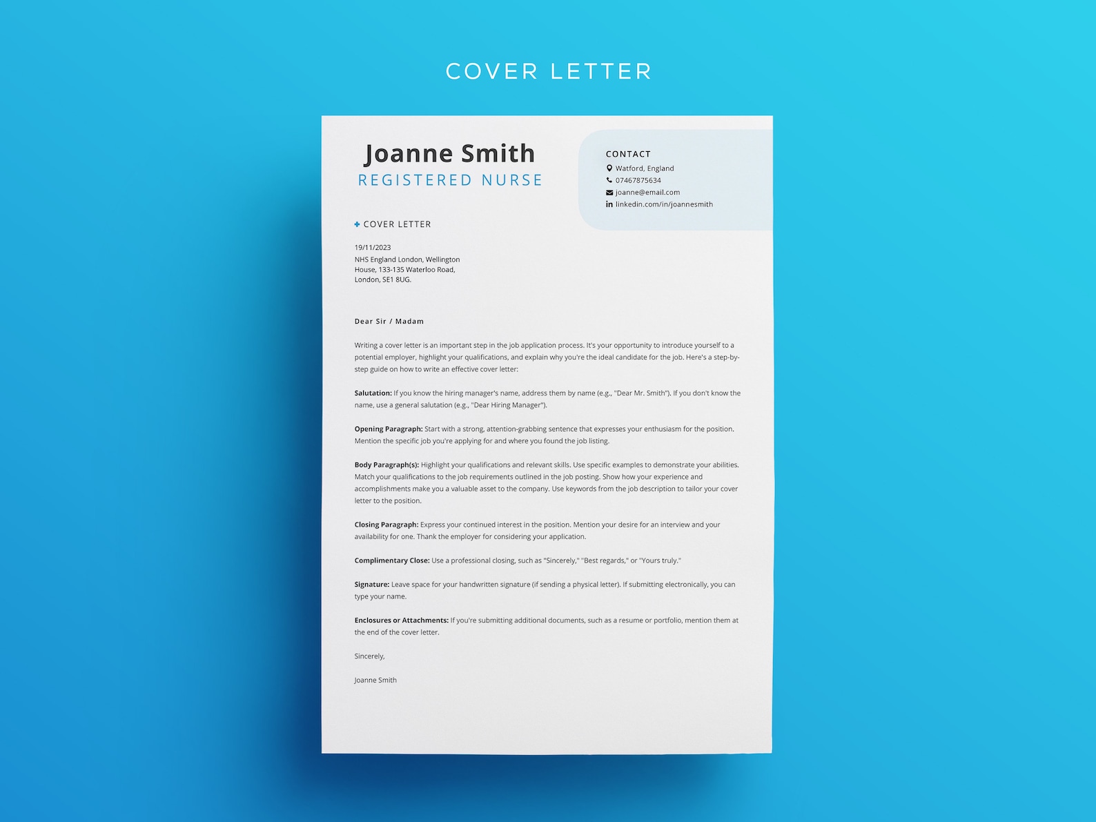 Modern Medical Nurse Resume CV Template for Pages, Word or Google Docs ...