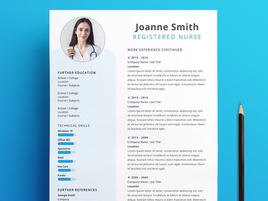 Modern Medical Nurse Resume CV Template for Pages, Word or Google Docs ...