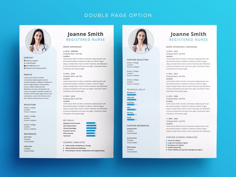Modern Medical Nurse Resume CV Template for Pages, Word or Google Docs ...