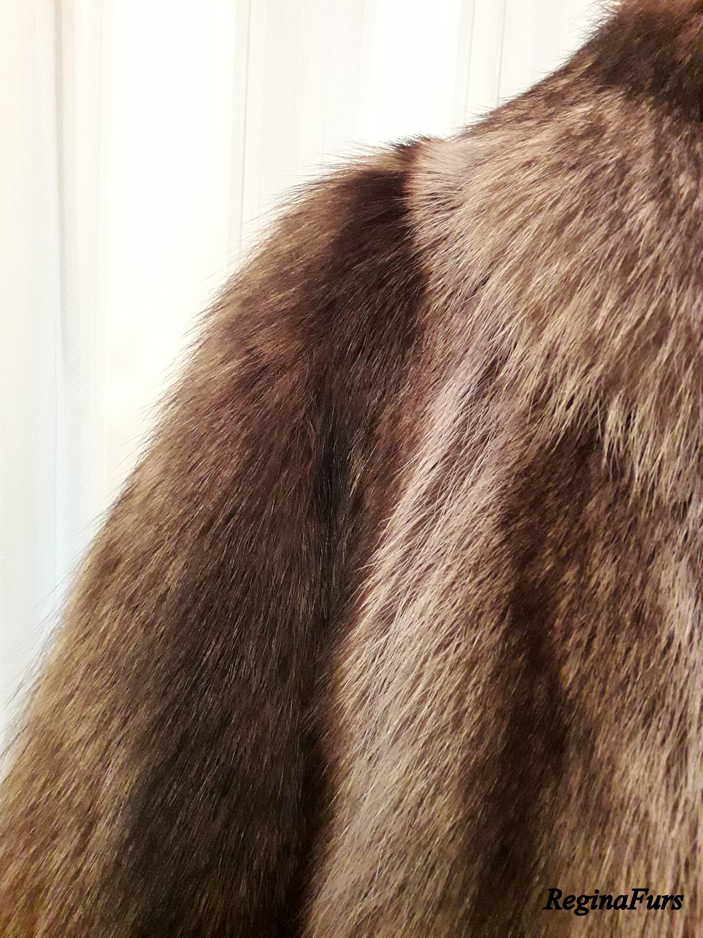 Real Fur/ Fur Coat/ Real Raccoon Fur Coat/ Brown Grey Raccoon - Etsy