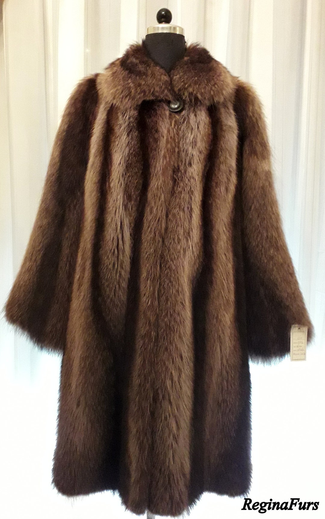 Real Fur/ Fur Coat/ Real Raccoon Fur Coat/ Brown Grey Raccoon - Etsy