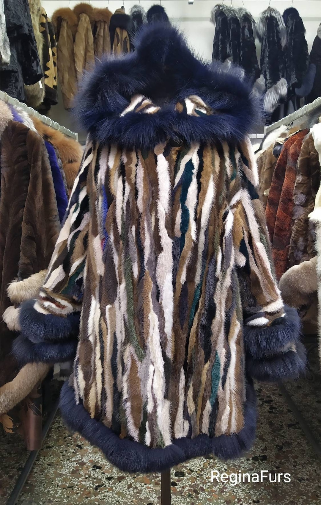 Real Hooded Mink Fur Cape / Real Fox Fur / Genuine Colorful Mink Fur ...