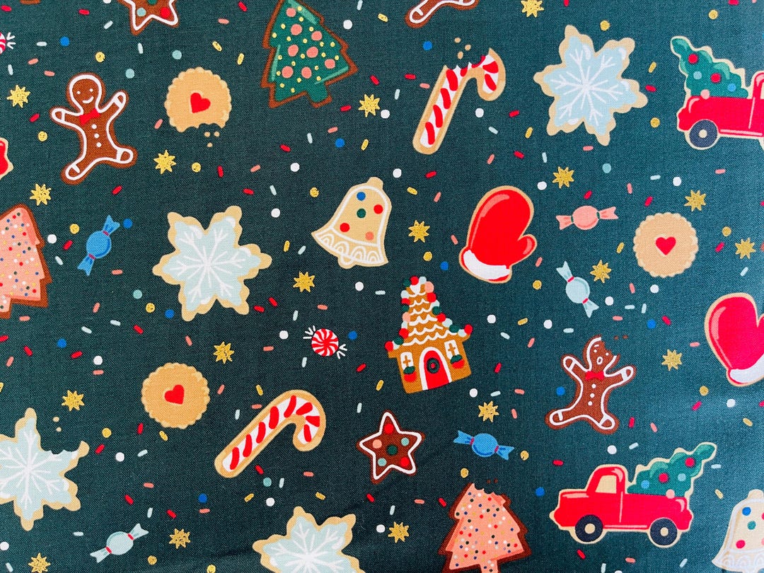 Holiday Classics III- Christmas Cookies-evergreen Metallic Fabric-rifle ...