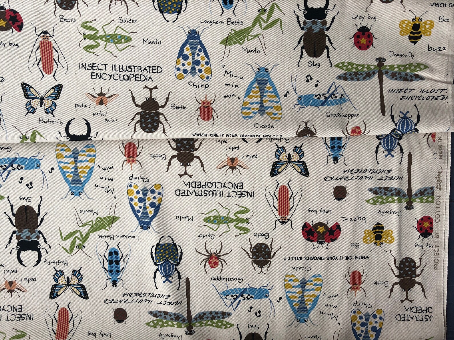 Insect Fabric Insects Bugs Beetle Kobayashi Japanese | Etsy
