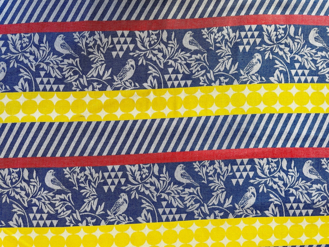 Echino Gara Bird Fabric: Japanese Jacquard Reversible Cotton - Etsy