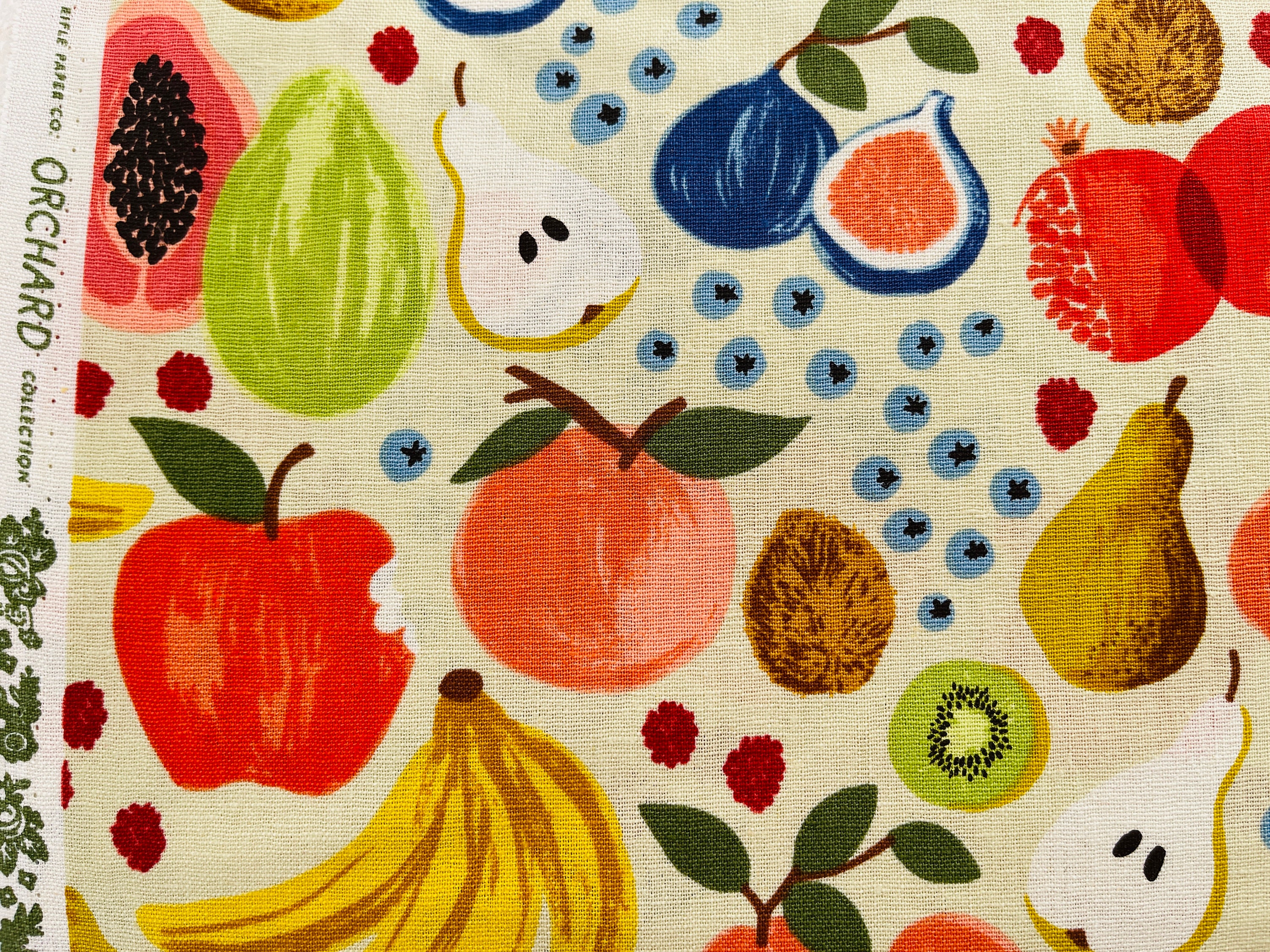 Orchard-fruit Stand-cream Canvas Fabric-rifle Paper Co-cotton+steel ...