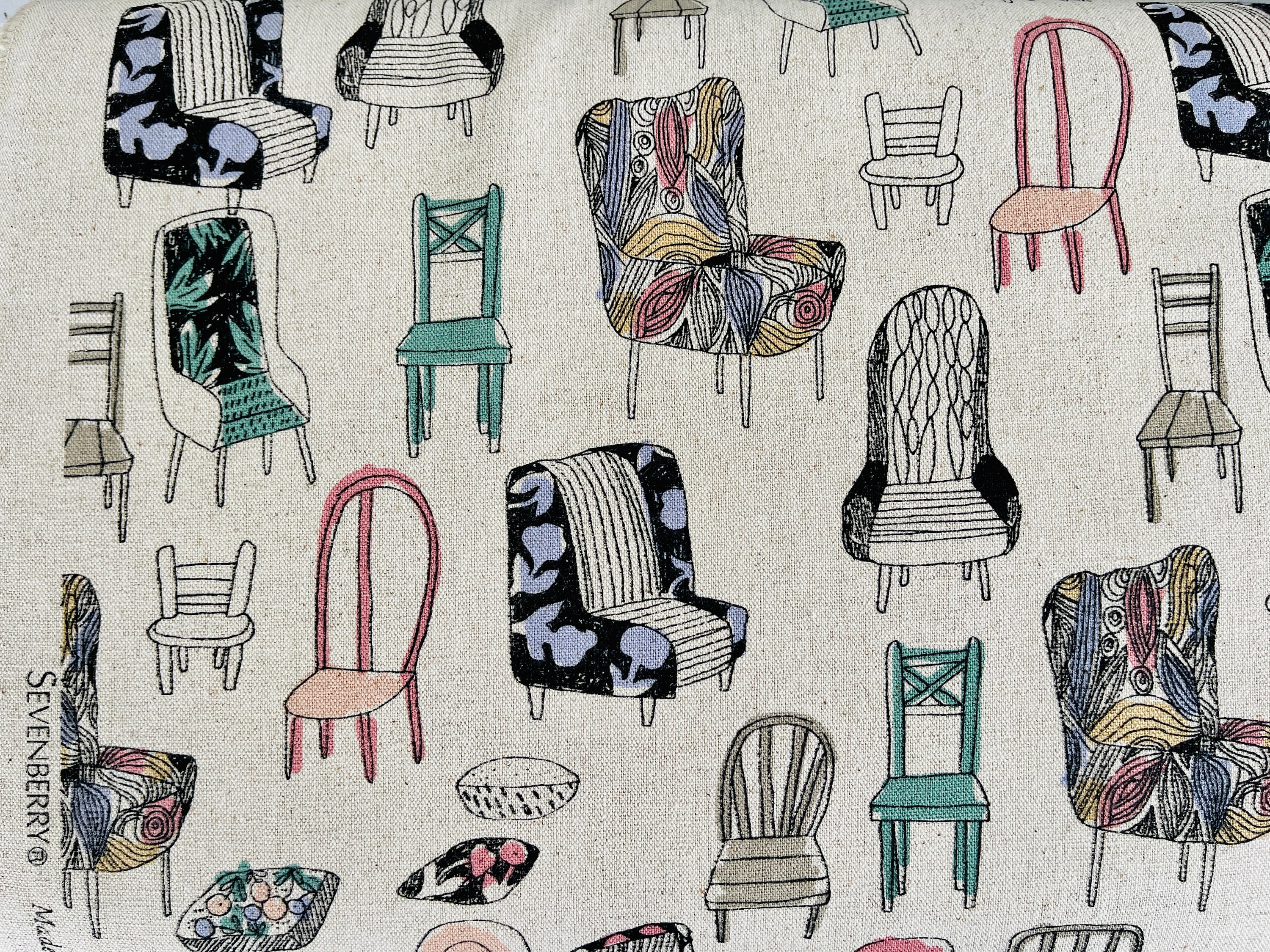 Robert Kaufman Chair Fabric: Japanese Cotton Flax Canvas - Black ...