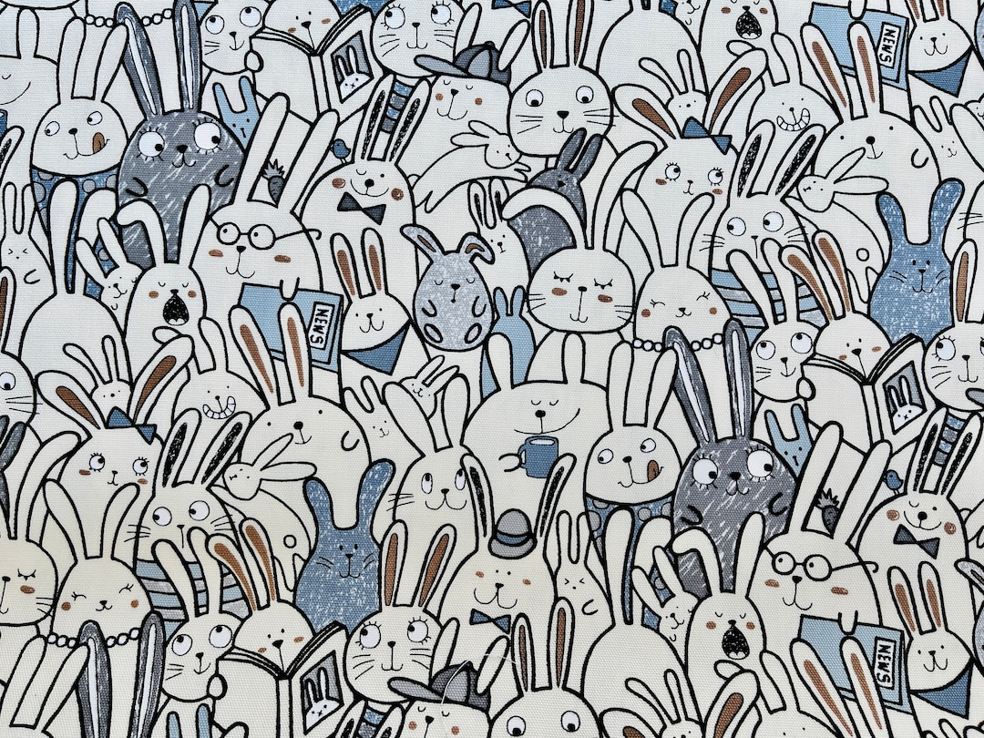 Rabbit - Rabbit Oxford Fabric - Westex - Japanese Fabric - Gray Black ...