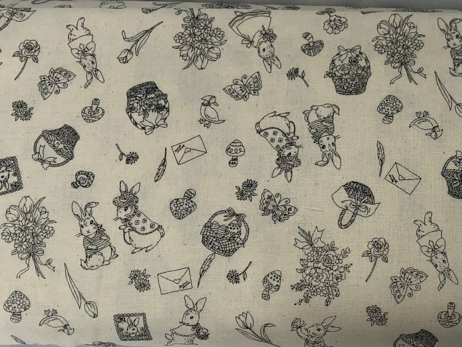 Japanese Peter Rabbit Black and White Sheeting Cotton Fabric. | Etsy