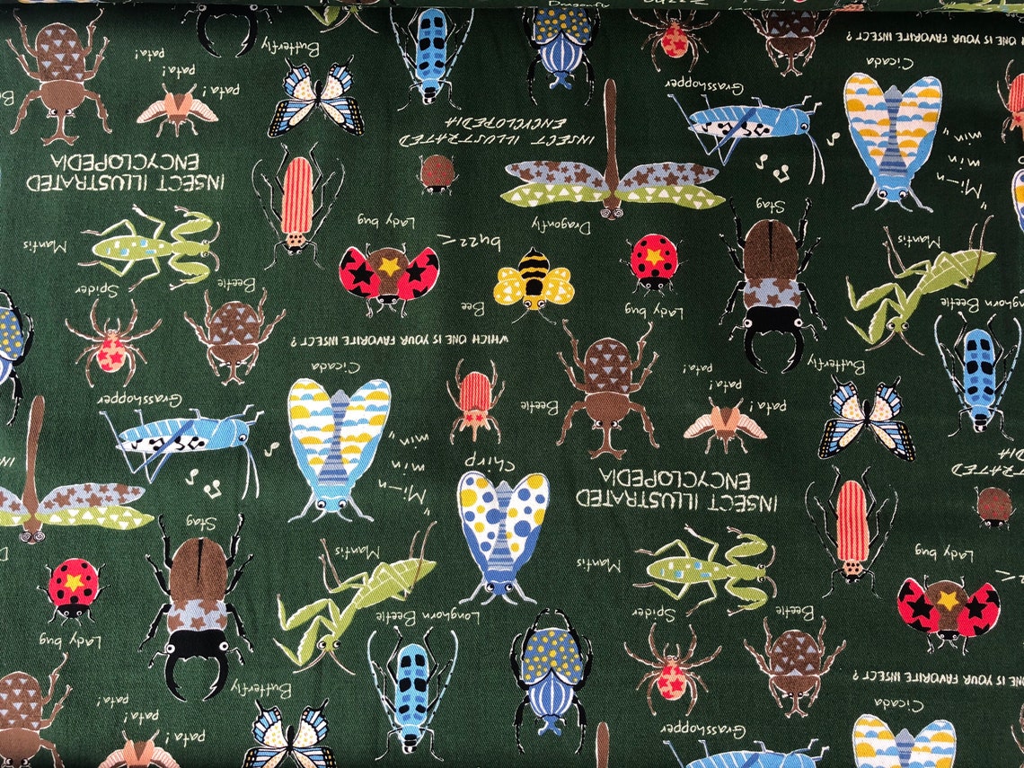 Insect Fabric Insects Bugs Beetle Kobayashi Japanese | Etsy