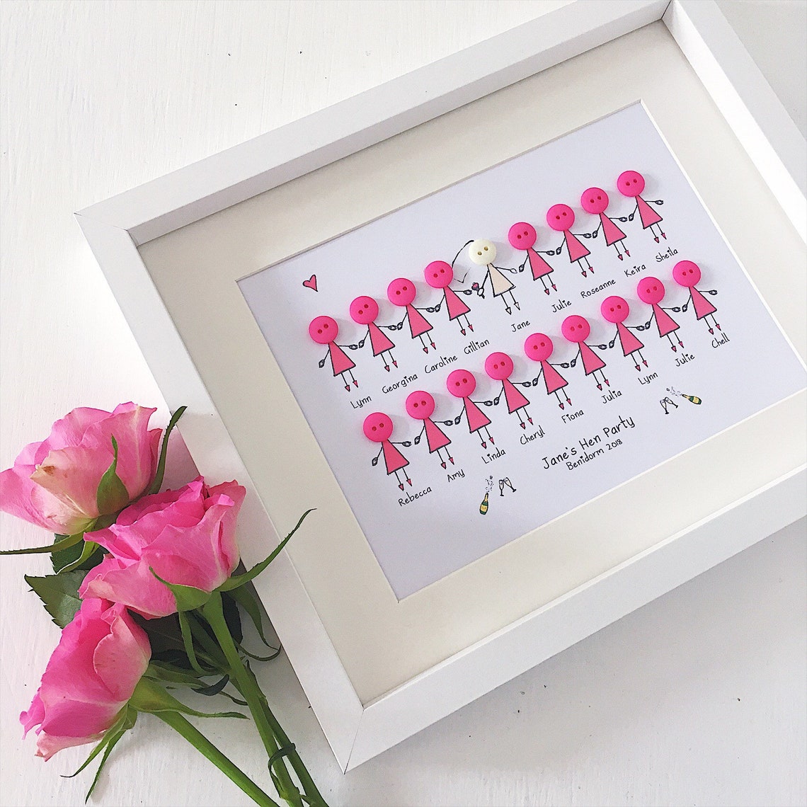 Hen Party / Gift / Personalised Frame / Bride to Be / Button People ...