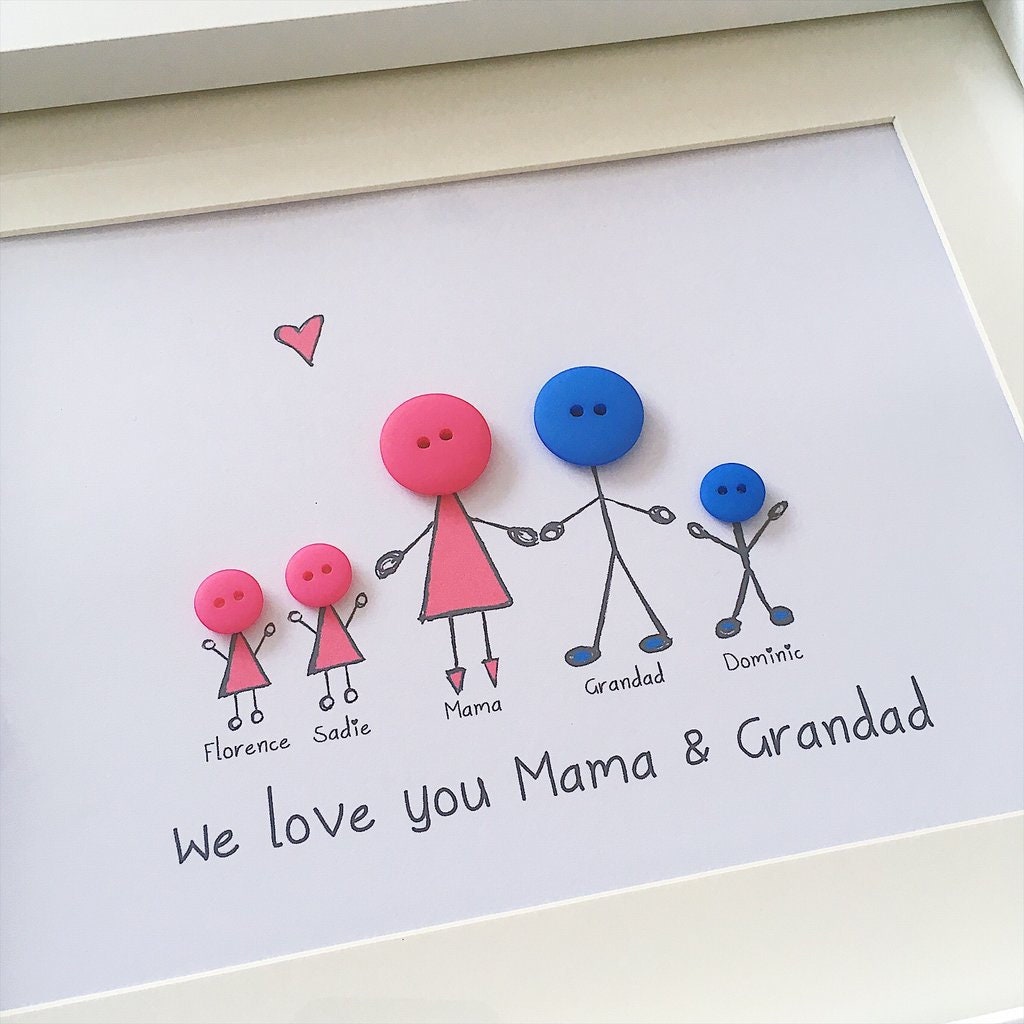 Grandparents / Button People / Button Family / Gift | Etsy