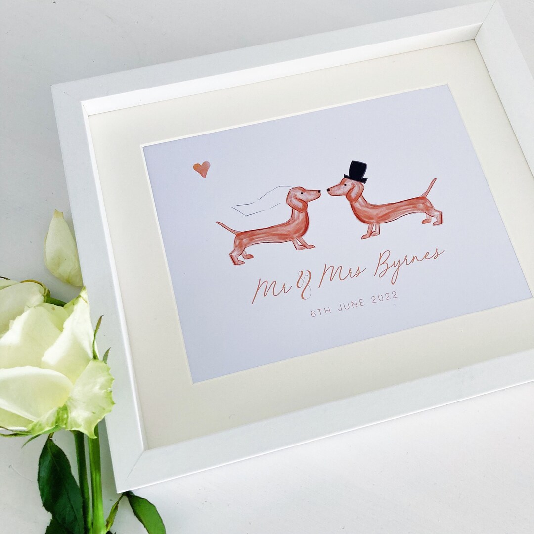 Dachshund Wedding Personalised Print / Sausage Dog Wedding / Wedding ...