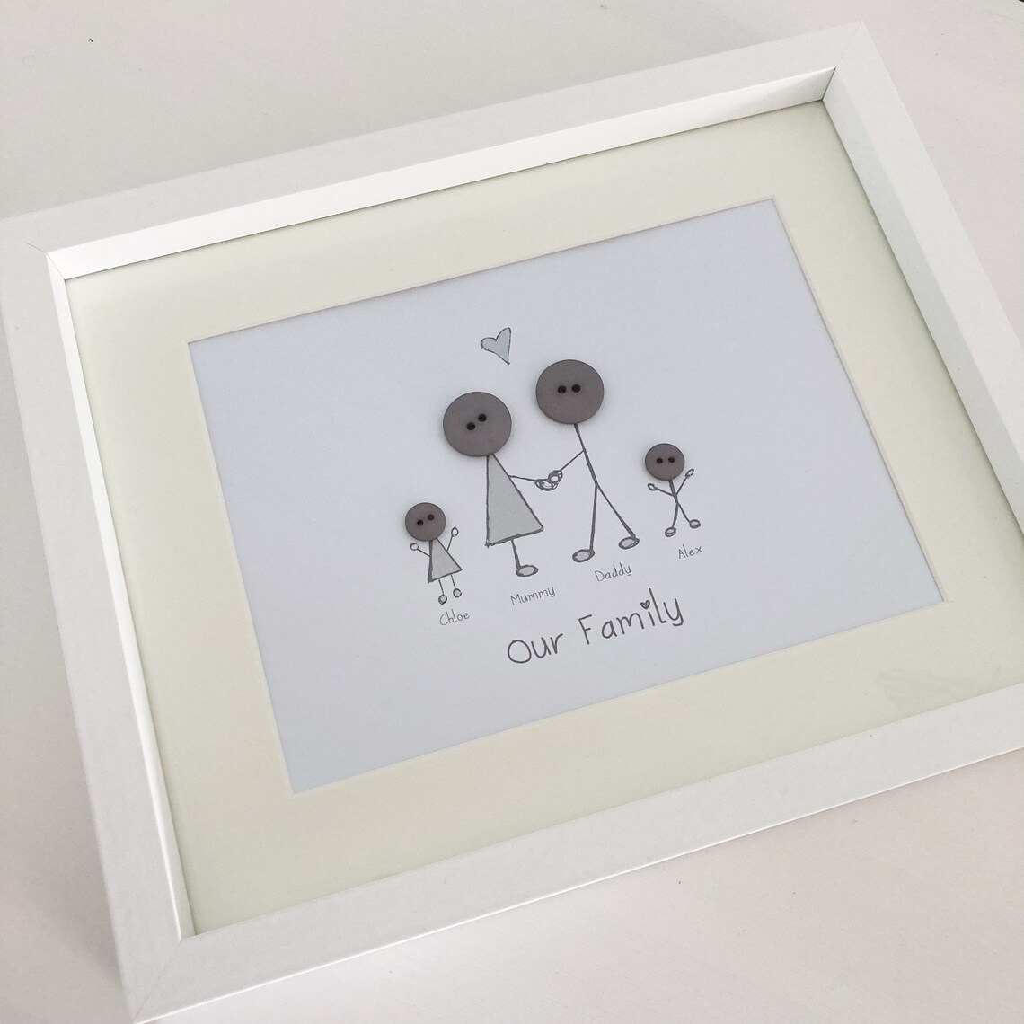 Button Family Frame / Button People / Grey Buttons - Etsy