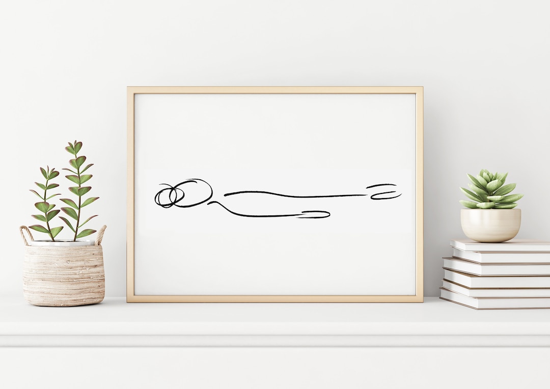 Yoga Pose Line Drawing / Lying Pose / Shavasana / A4 Print - Etsy