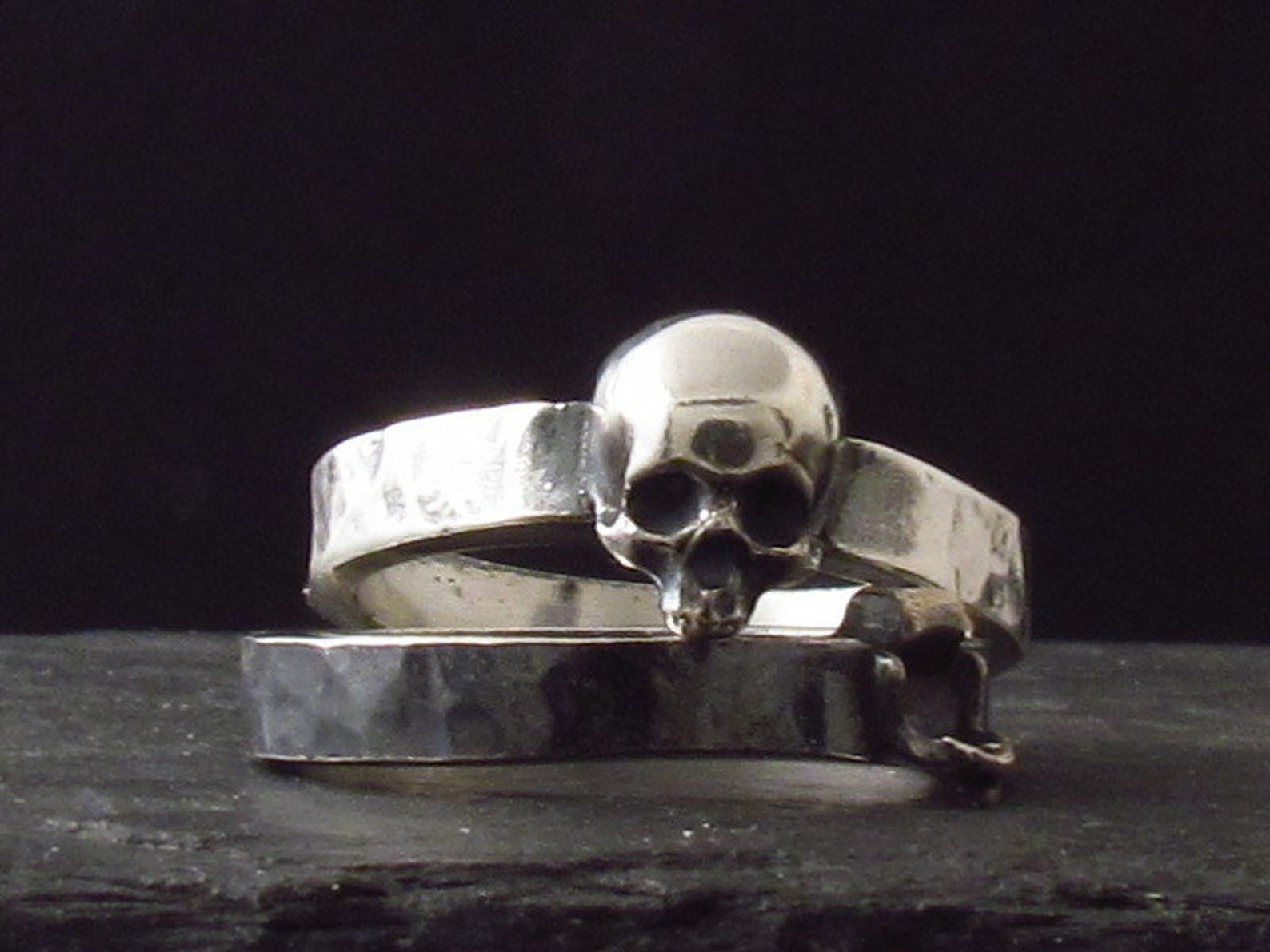 SKULL DOUBLE RING - Etsy