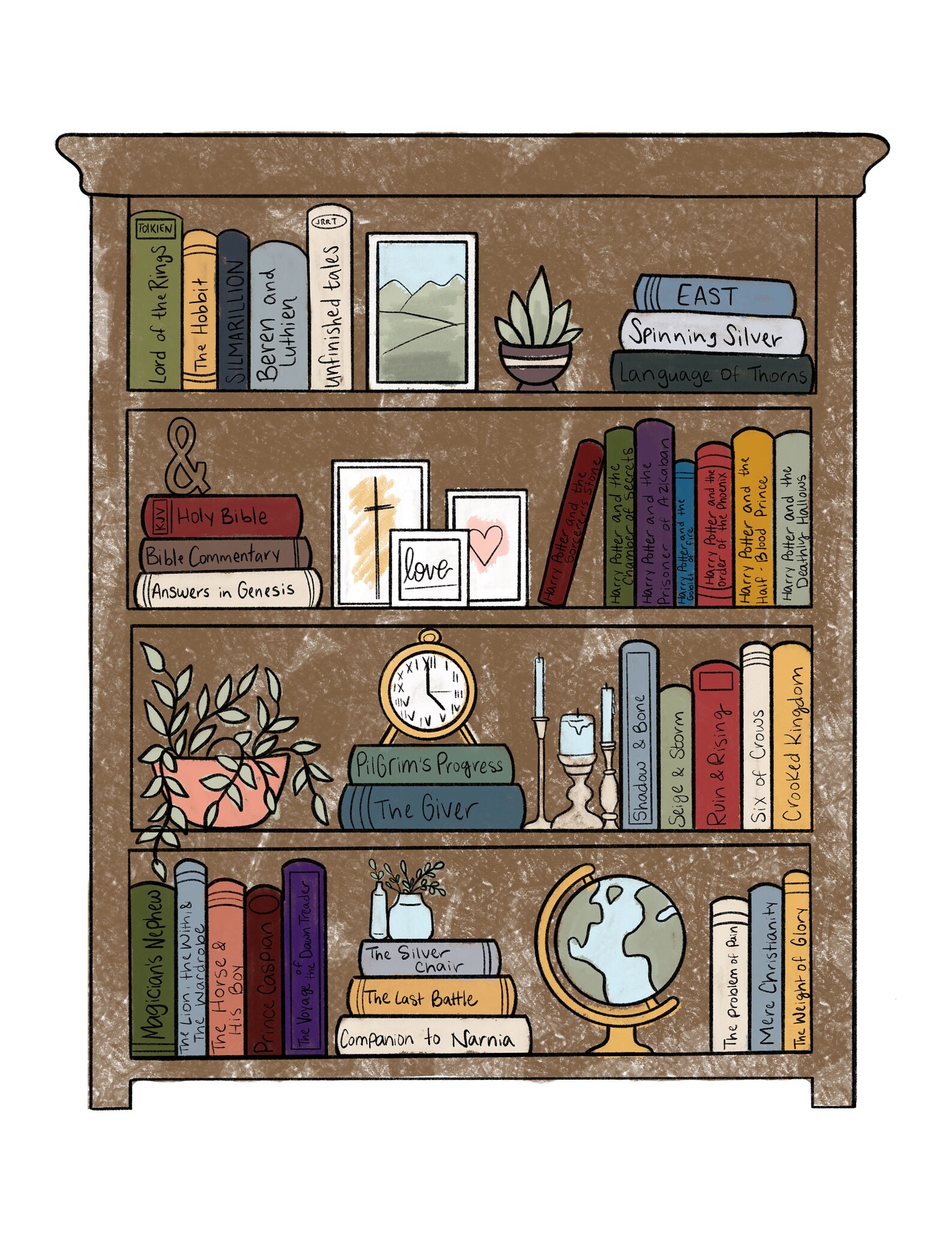 Bookshelf Coloring Page TBR Bookshelf Book Tracker | Etsy