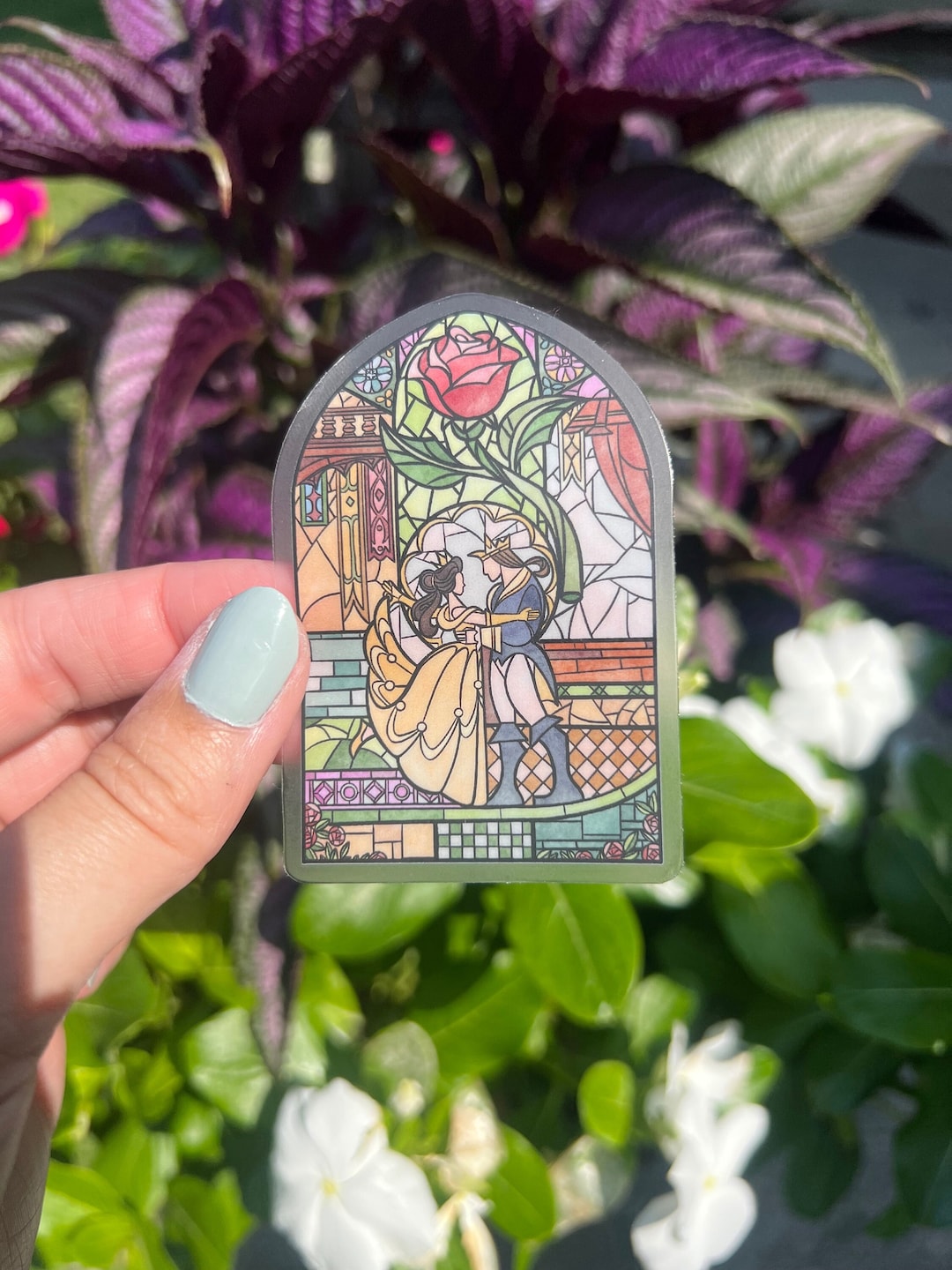 Stained Glass Beauty and the Beast Sticker - Beauty and the Beast ...