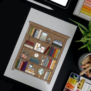 Bookshelf Coloring Page - TBR Bookshelf - Book Tracker - Etsy