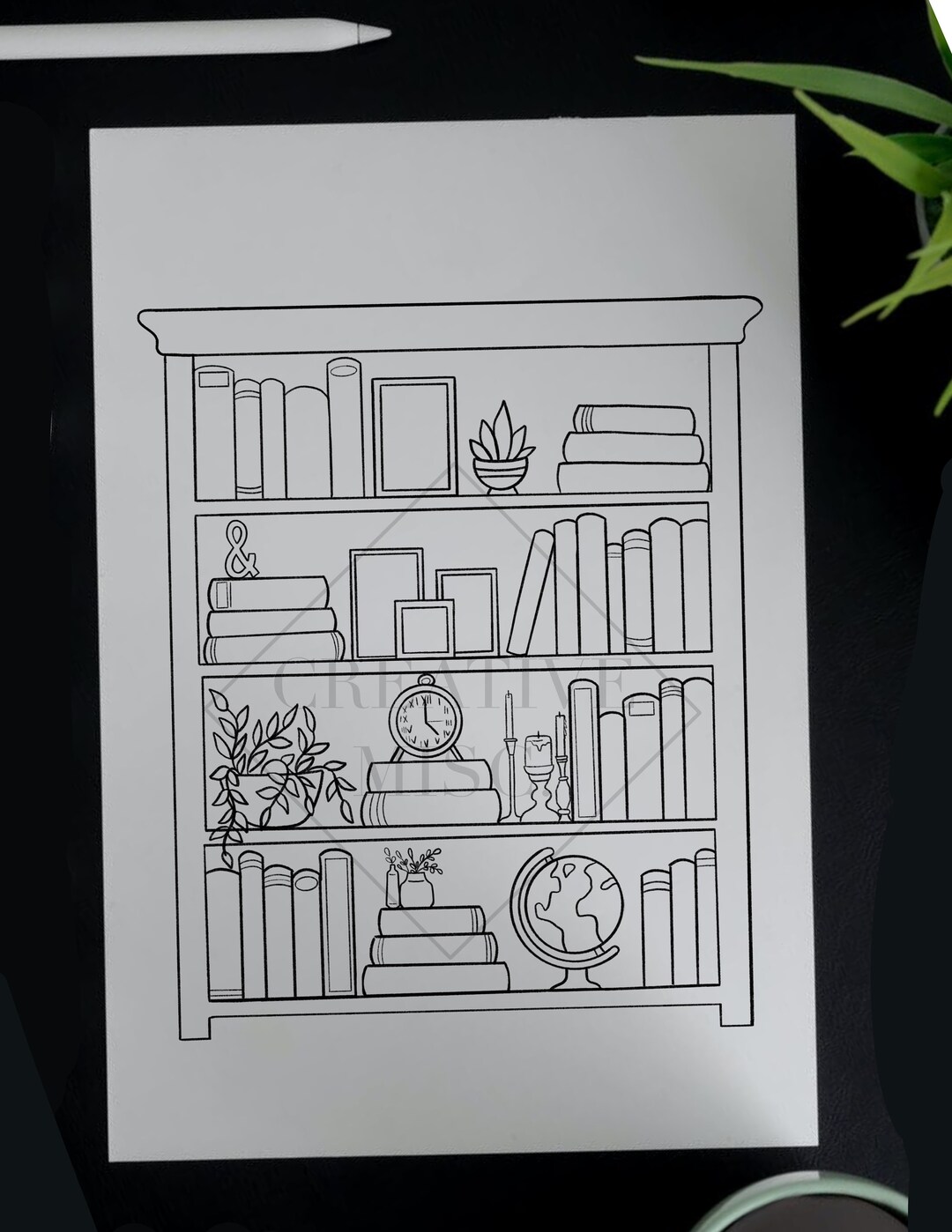 Bookshelf Coloring Page - TBR Bookshelf - Book Tracker - Etsy