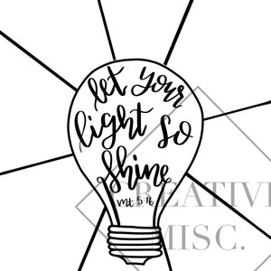 Let Your Light Shine Coloring Page - Bible Verse Coloring Page - Etsy