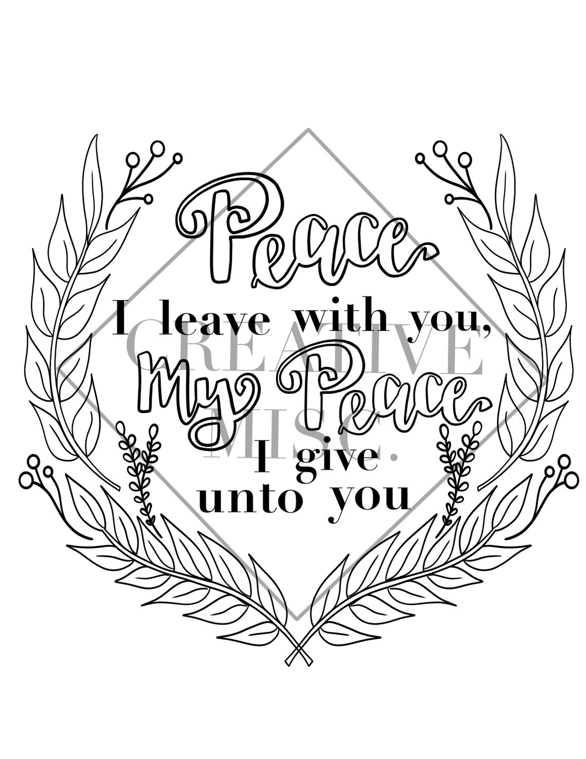Peace Coloring Page Bible Verse Coloring Page Digital | Etsy