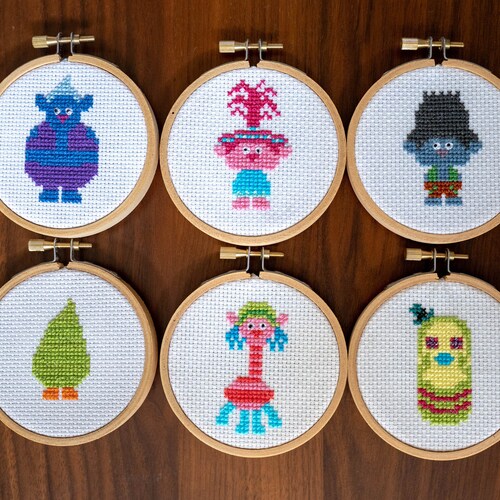 Trolls Cross Stitch Patterns 6 Different Characters Poppy | Etsy