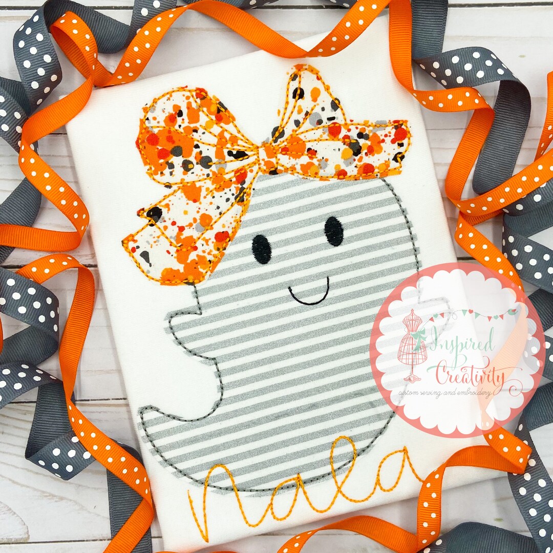 Ghost Halloween Shirt, Ghost Applique Shirt, Halloween Applique Shirt ...