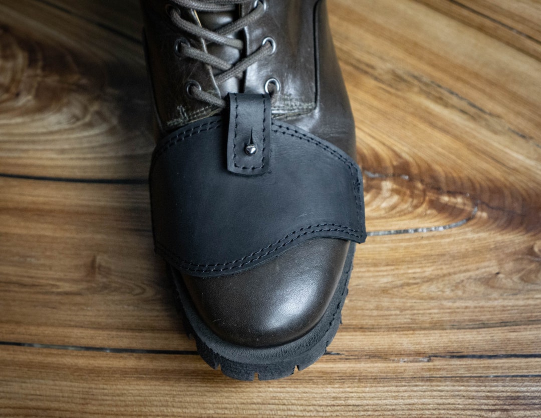 Motorcycle Leather Boot Protector - Left Boot Guard for Riders, Shifter ...