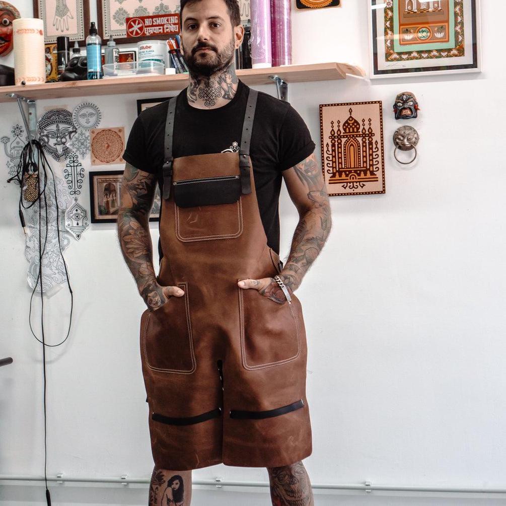 Leather Split Leg Apron, Full Grain Crazy Horse, Tattoo Artist Barber ...