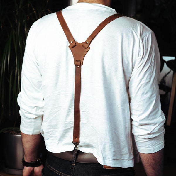 Black Leather Suspenders for Men - Etsy