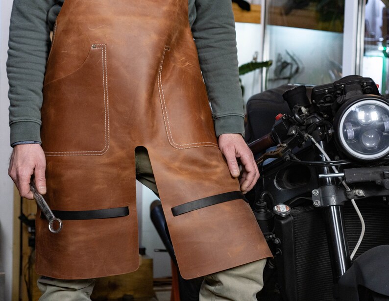 Split Leg Leather Apron With Utility Tool Pockets for Butcher - Etsy