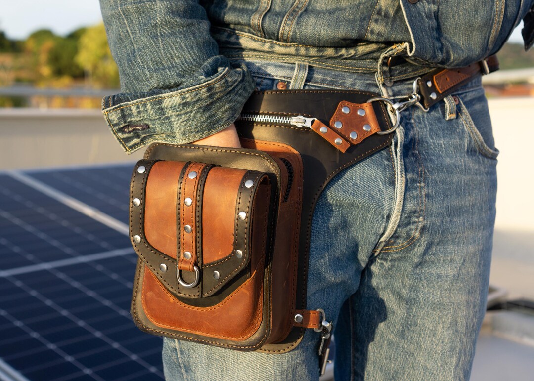 Custom Leather Leg Bag, Motorcycle Thigh Holster, Biker Hip Bag ...