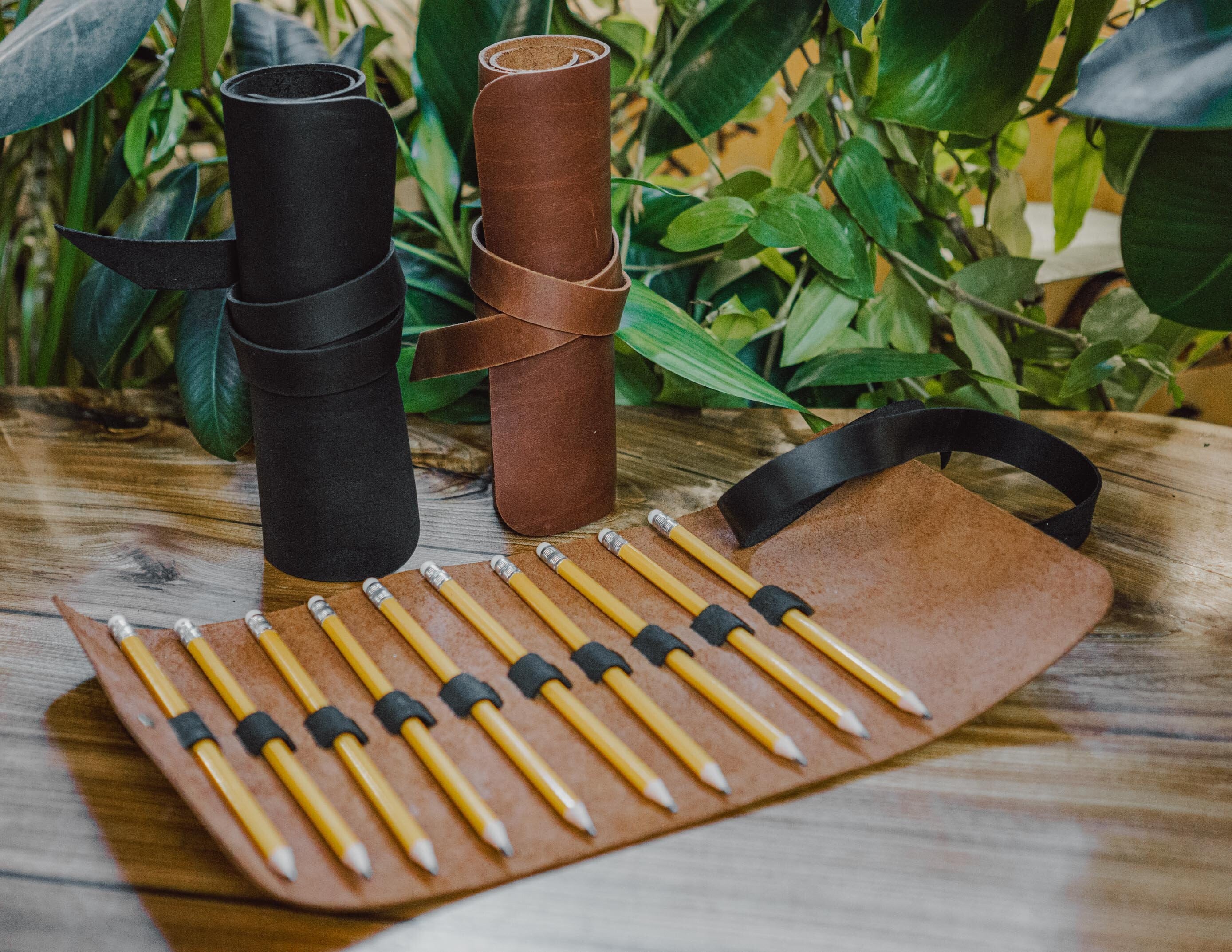 Pen Holder Leather, Pencil Roll Case, Pencil Roll Up, Leather Pencil ...